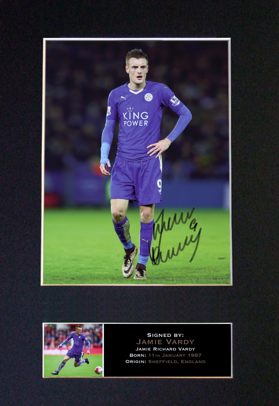 JAMIE VARDY Leicester Signed Mounted Reproduction Autograph Photo Print ...
