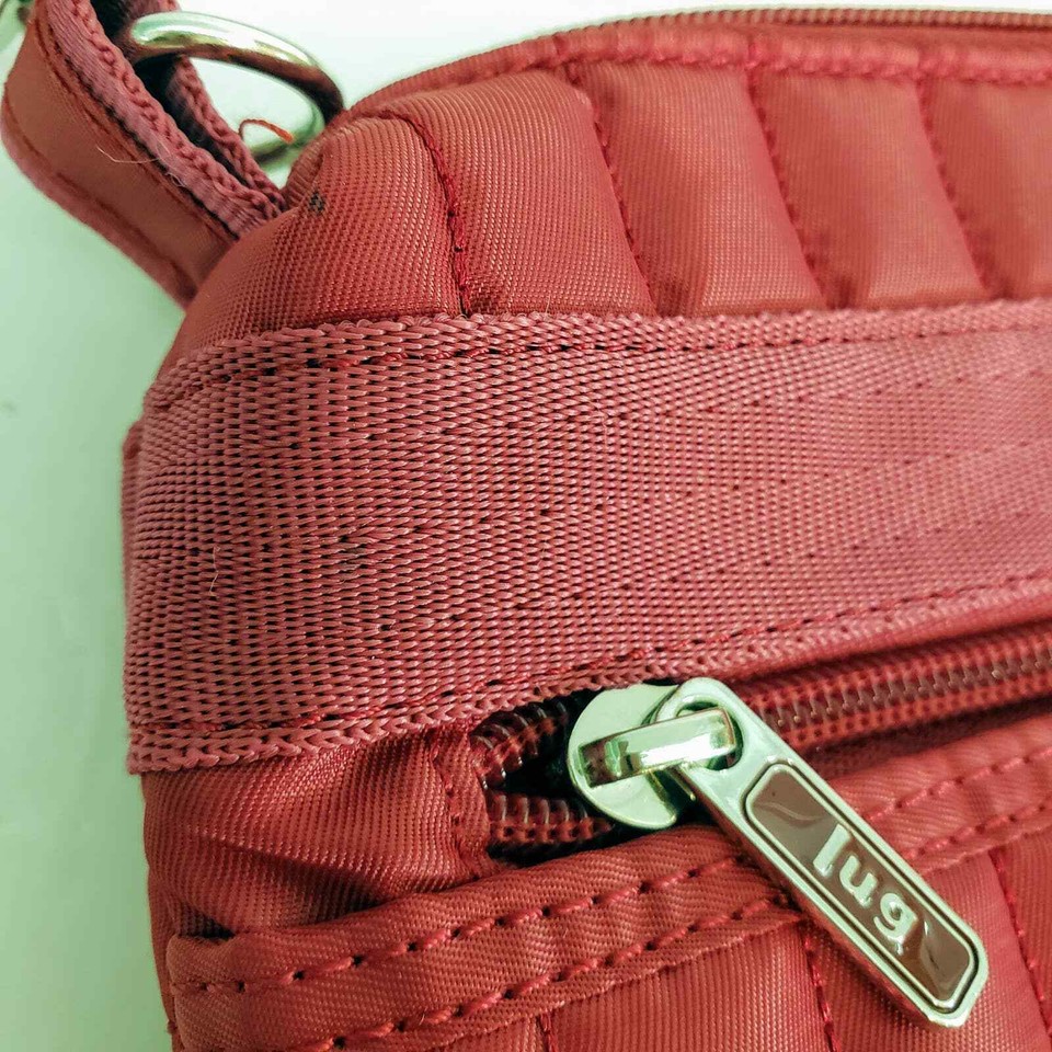 LUG Quilted Crossbody Bag Red Nylon Travel RFID Handbag Shoulder Purse ...