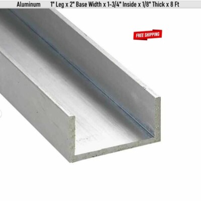 Aluminum U-Channel 1" Leg x 2" Base Width x 1-3/4" Inside x 1/8" Thick ...