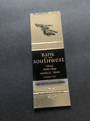 Vintage Texas Matchbook: “Bank Of The Southwest” Amarillo, Texas | eBay