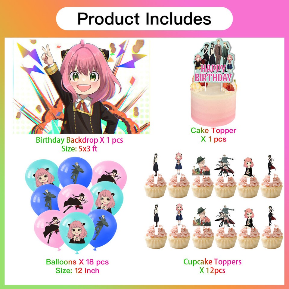 Spy x Family Anya Party Decorations Set Balloons Cake Toppers Banner ...