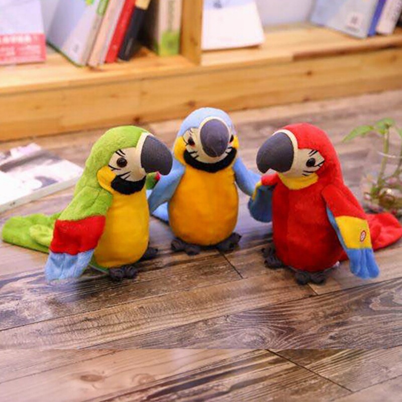 Talking Parrot Repeats What You Say Plush Animal Toy Electronic Parrot ...