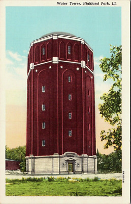 Postcard Highland Park Illinois Water Tower Cylindrical Building | eBay