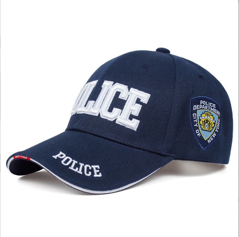 Police Hat Officer Baseball Cap Adjustable Black Hat Headwear Black ...