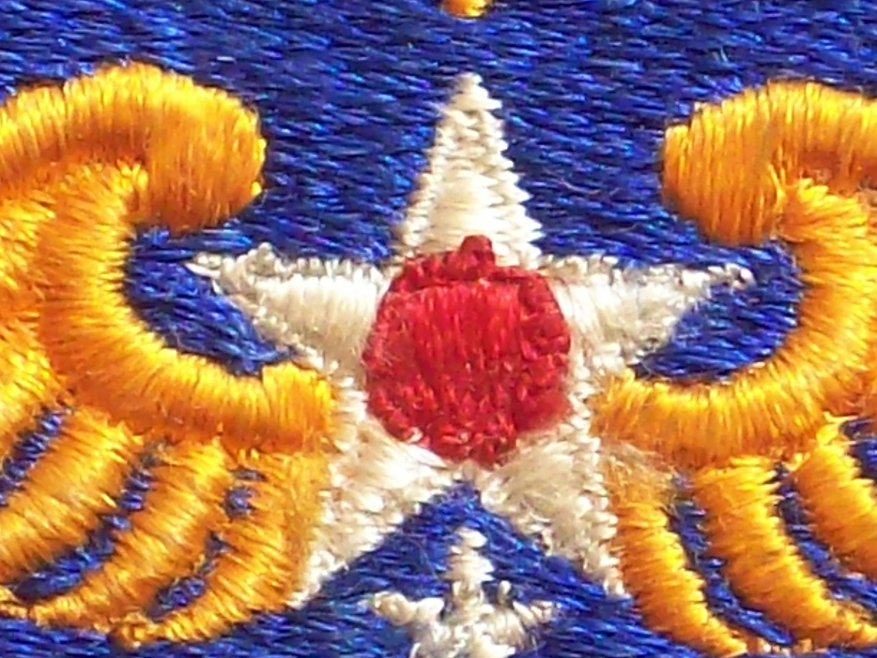 MILITARY WWII PATCH BLUE GOLD WINGS SUN 5 WHITE STARS BIG WHITE STAR ...