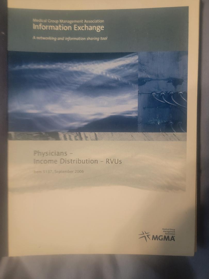 MGMA Information Exchange Physicians - Income Distribution RVUs | eBay