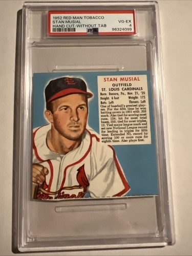1952 Red Man Baseball Card No Tab Stan Musial HOF PSA 4 POP 11 W/6 ...