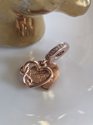 Pandora Love You Infinity Heart Dangle Rose Gold Charm | eBay