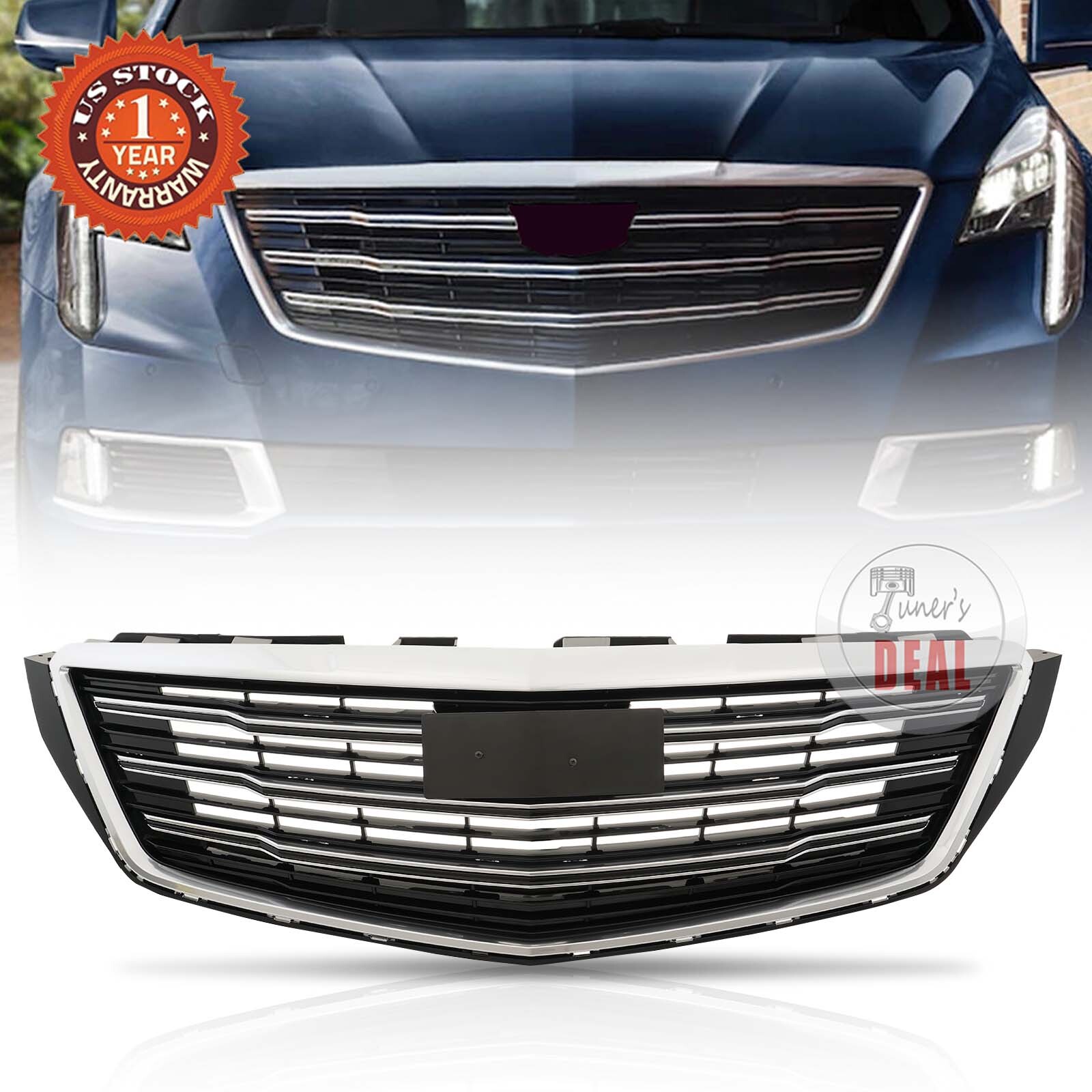Front Upper Black Grille with Chrome Frame Grill Fit For 2018-2019 ...