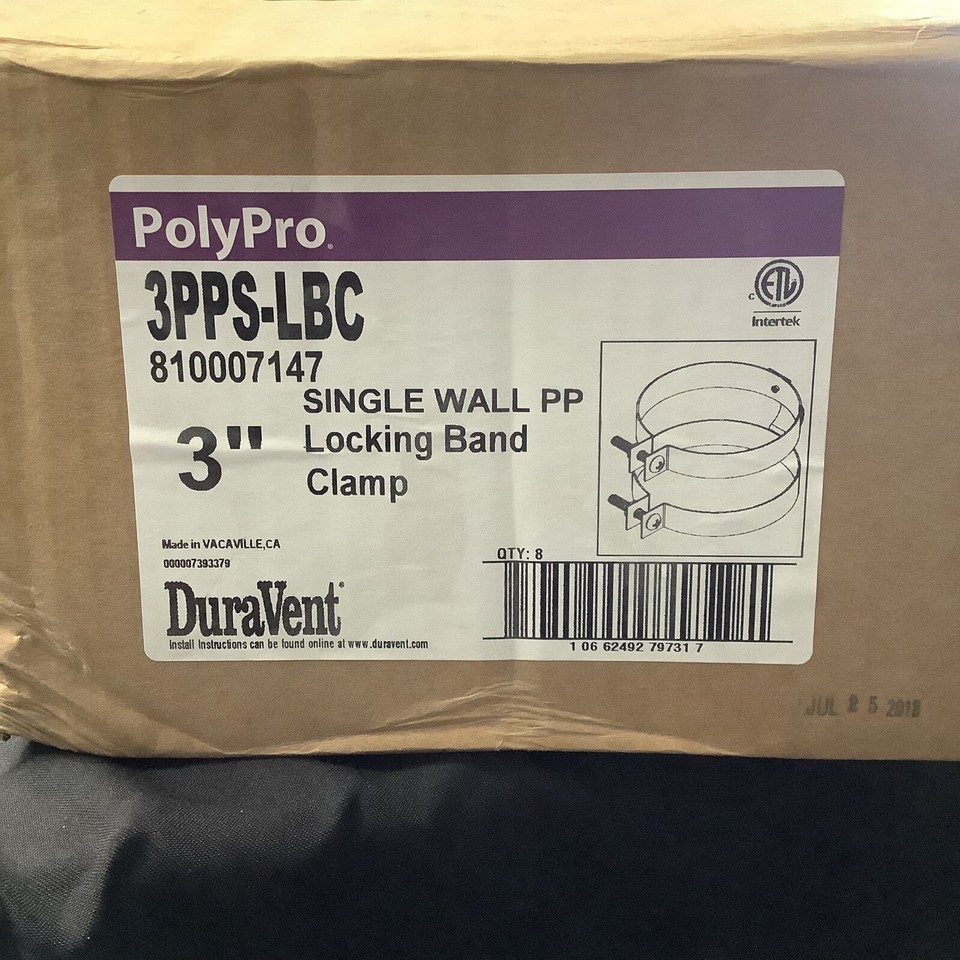 DuraVent PolyPro 3" Diameter Locking Band Clamp 3PPS-LBC (QTY 8) H4 | eBay