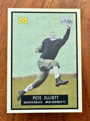 Pete Elliott Custom Art Football Card 1951 Topps Magic Design Michigan ...