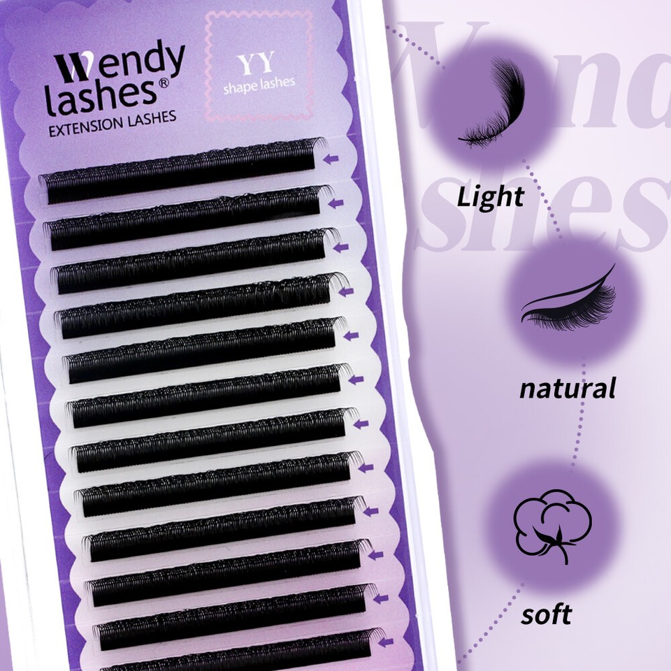 YY Lashes 0.07mm C D Curl Eyelash Extensions Y-Shape Pre Made 2D ...