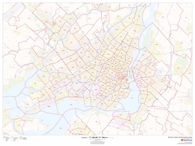 Montréal, Québec Postal Code FSA Laminated Wall Map (MSH) | eBay