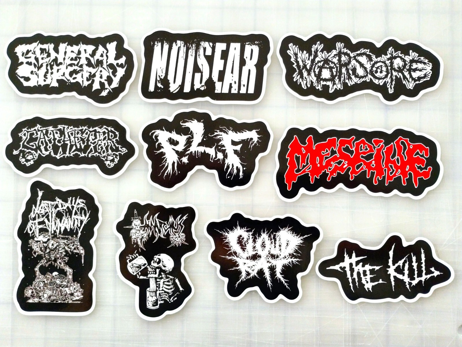 Grindcore Vinyl Sticker Lot (10 Stickers) SET 5 grind mince gore death ...