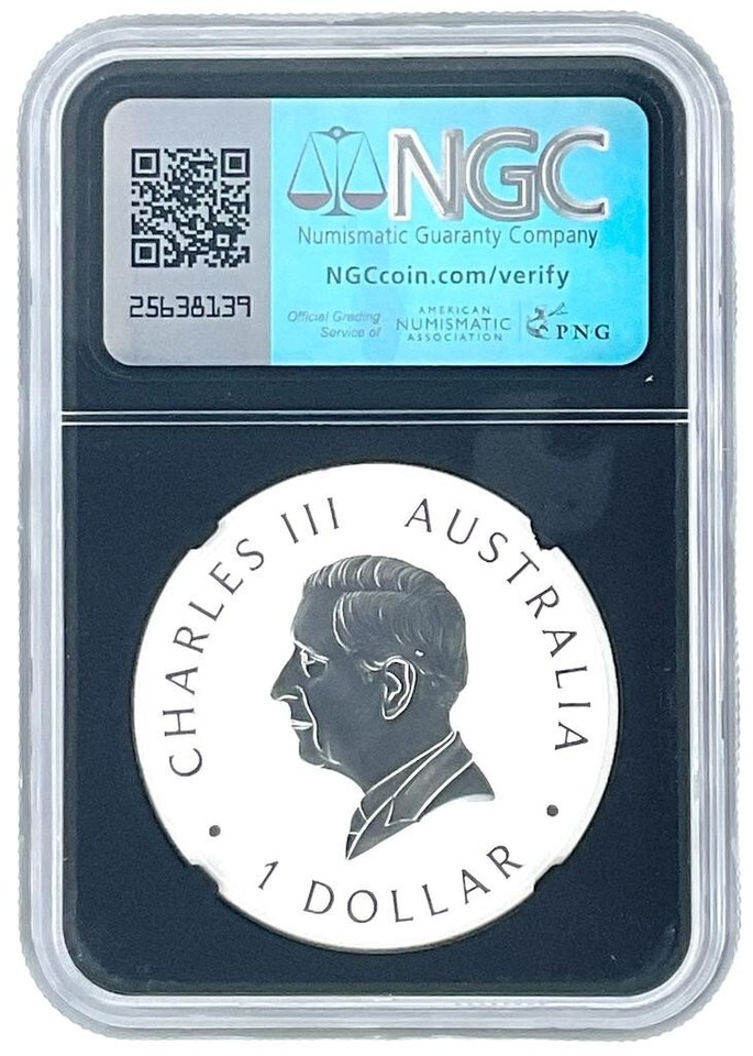 2024 Australia 1oz Silver Kookaburra NGC MS70 ER Black Core - Flag ...