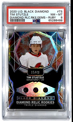 Tim Stutzle 2020-21 Upper Deck Black Diamond Relics Rookie Gems Ruby RC ...