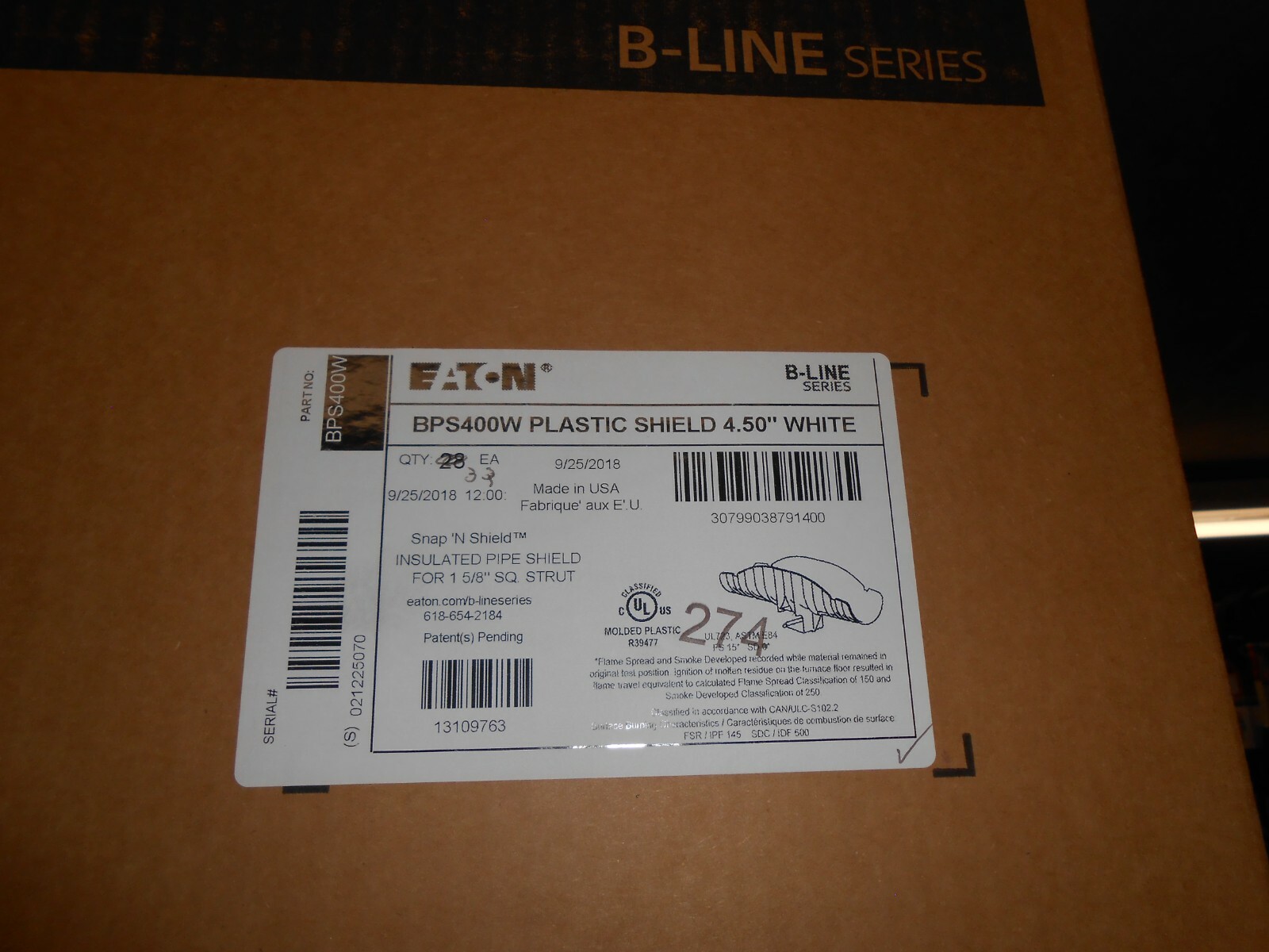 BPS425W-BLIN B-LINE EATON PIPE SUPPORT 4-1/4ID WHITE SNAP N SHIELD | eBay
