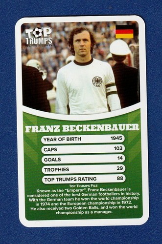 FRANZ BECKENBAUER 2020 Top Trumps Legends Of Football Game Card Soccer ...