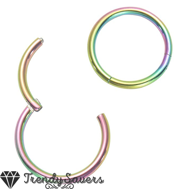 Rainbow Septum Clicker Hoop Segment Cartilage Lip Nose Ear Ring ...