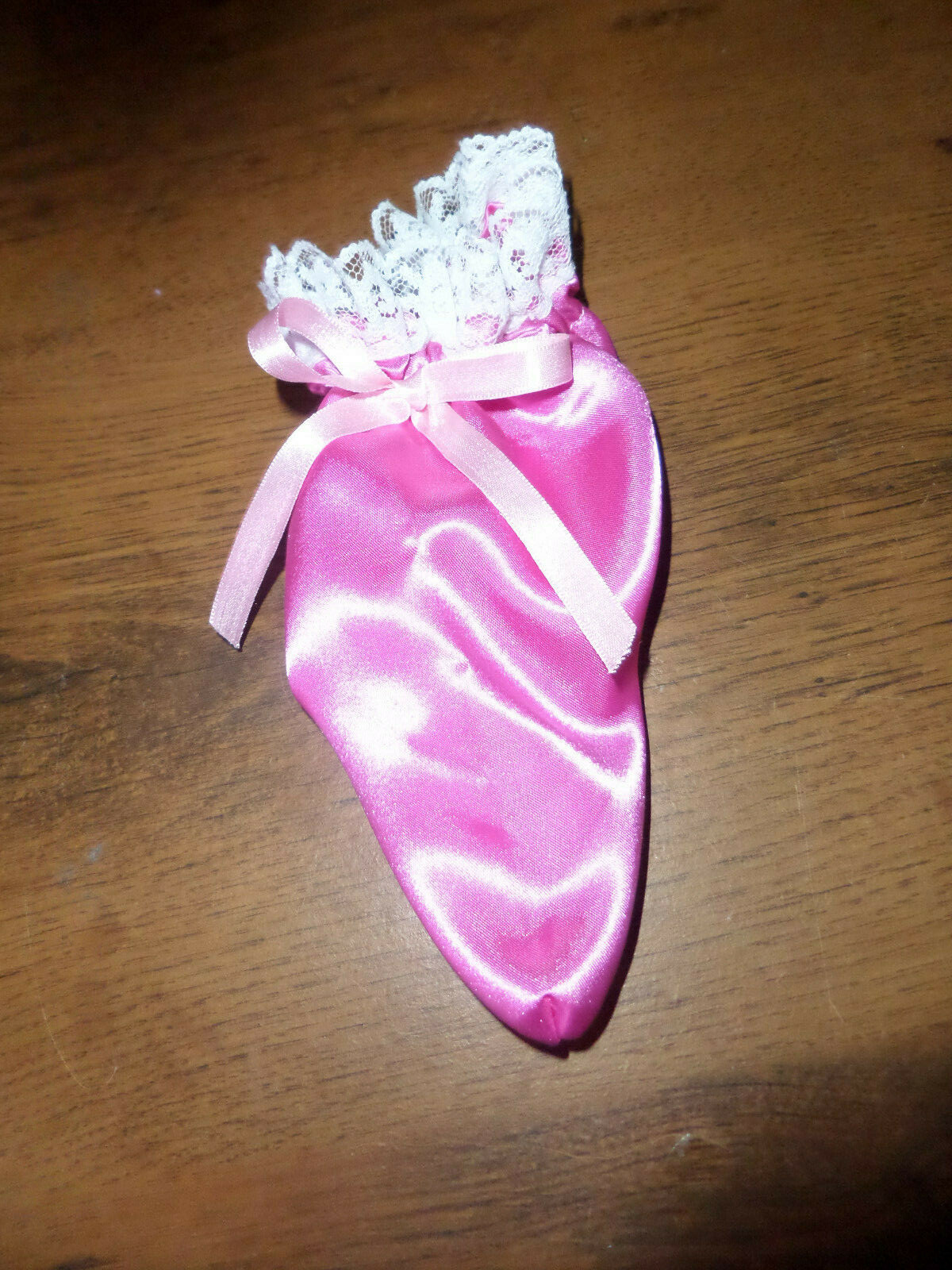 ABDL SISSY MODESTY CHASTITY POUCH DEEP PINK SATIN WHITE LACE TRIM BOW ...