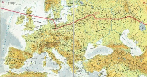 Interflug der DDR Luftfahrt Flugstrecken Streckenkarte Route Map 1974 ...