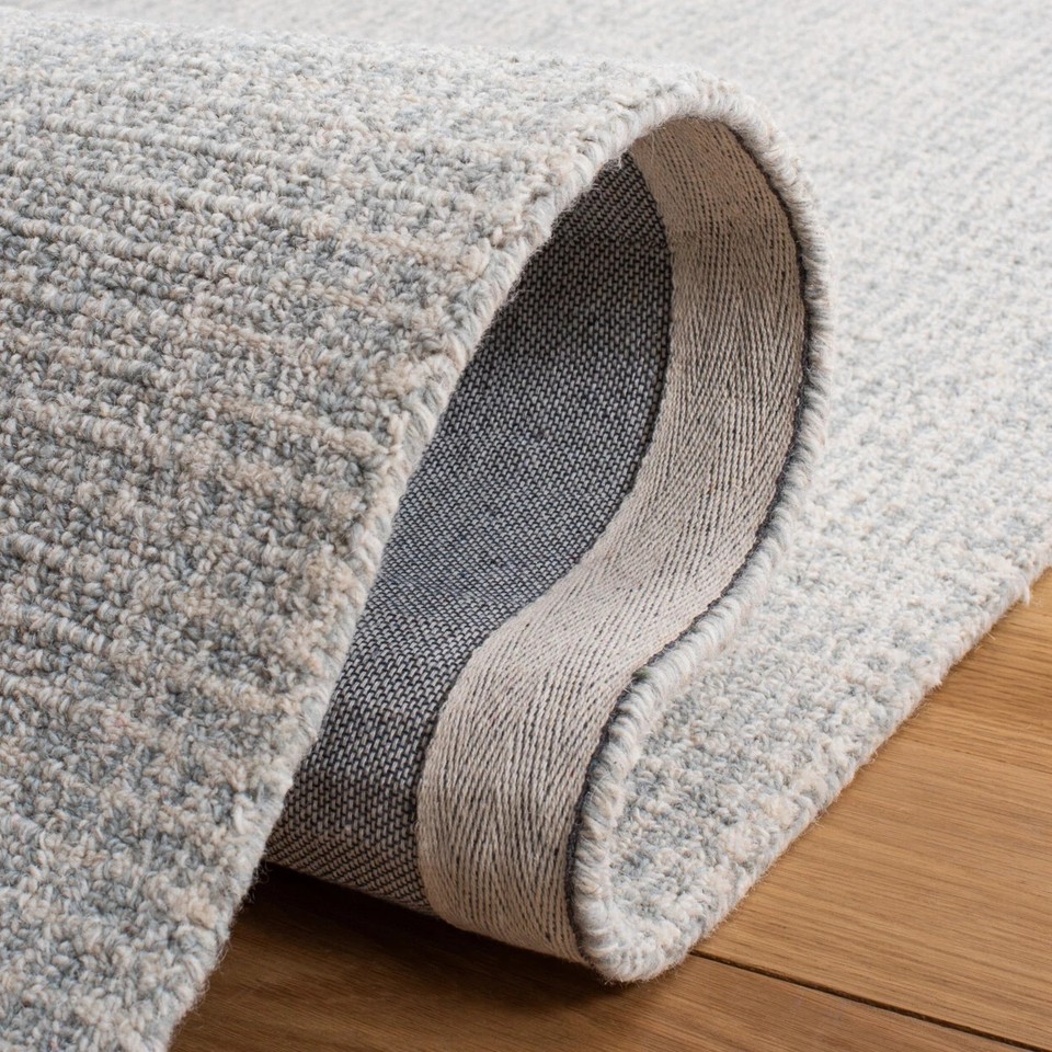 100% NZ Wool Hand-Tufted Rug Abstract Handmade Light Grey /Ivory Rug | eBay