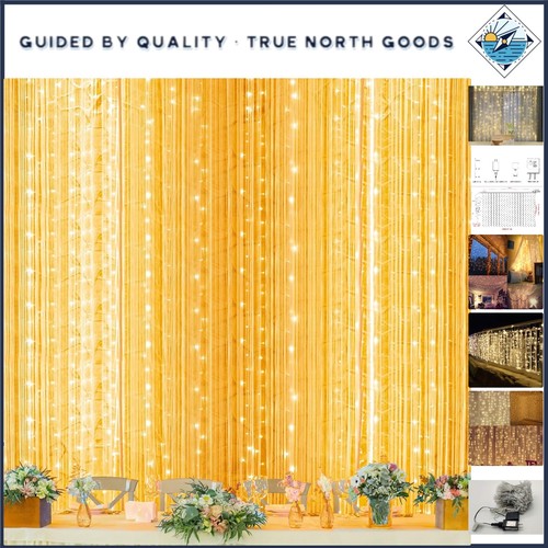 Versatile Indoor/Outdoor 600 LED Curtain Lights - Twinkling Warm White ...
