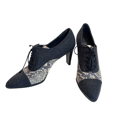 Stuart Weitzman Womens Leather and Flannel Lace Up Oxford Pumps Size 7 ...