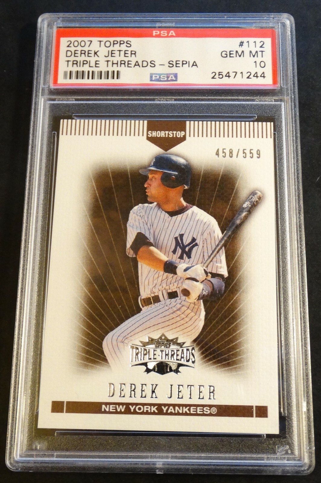DEREK JETER 2007 TOPPS TRIPLE THREADS - SEPIA 458/559 PSA 10 - POP 4 | eBay