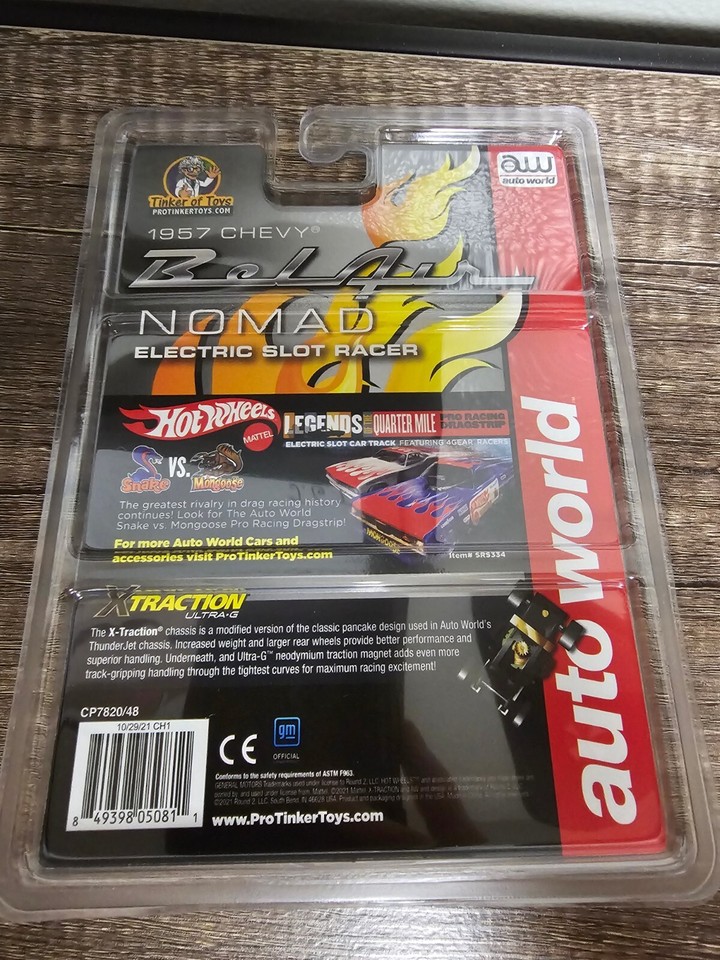 Autoworld HO Slot Car New 1957 Chevy Bel Air Nomad Black Yellow Flames | eBay
