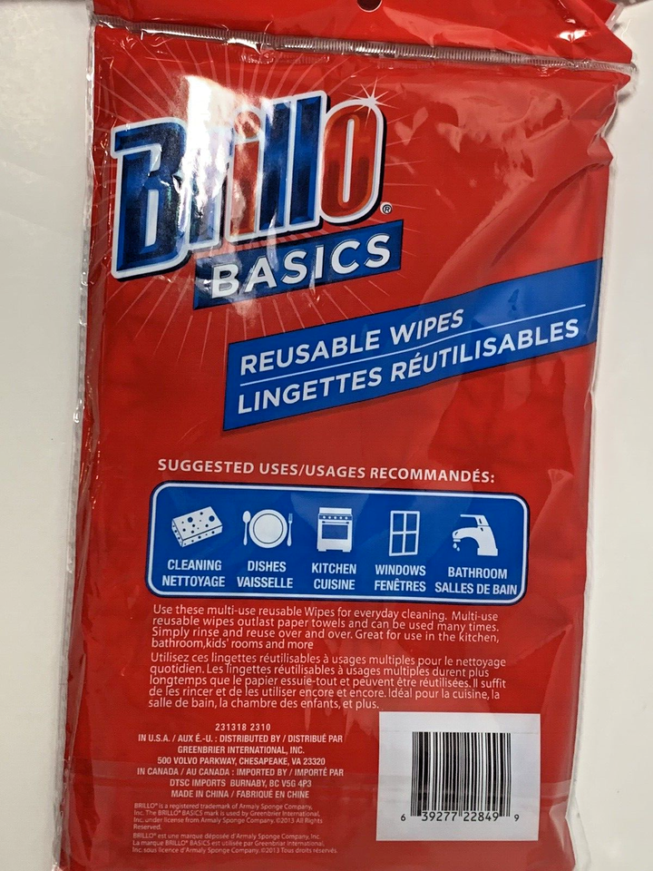 Brillo Basics Reusable Wipes Multi-Use 9 ct - Lot of 3 | eBay