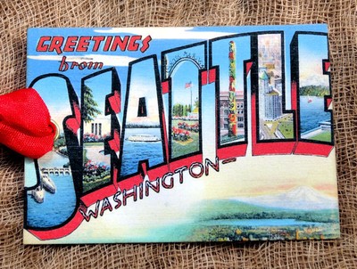 Hang Tags GREETINGS FROM SEATTLE SOUVENIR POSTCARD TAGS or MAGNET #G 2 ...