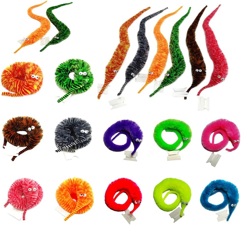 24 Pieces Fuzzy Worms Toys Worm on String Bulk Toys Magic Pet for ...