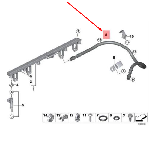 BMW X5 E70 Fuel Injection Hose with Toothed Ring 13534565532 NEW ...