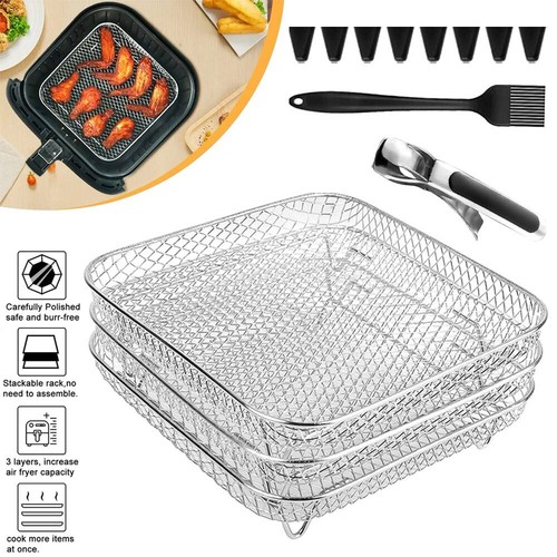 13Pcs Air Fryer Rack for Ninja/ Stackable Square Tower Air Fryer ...