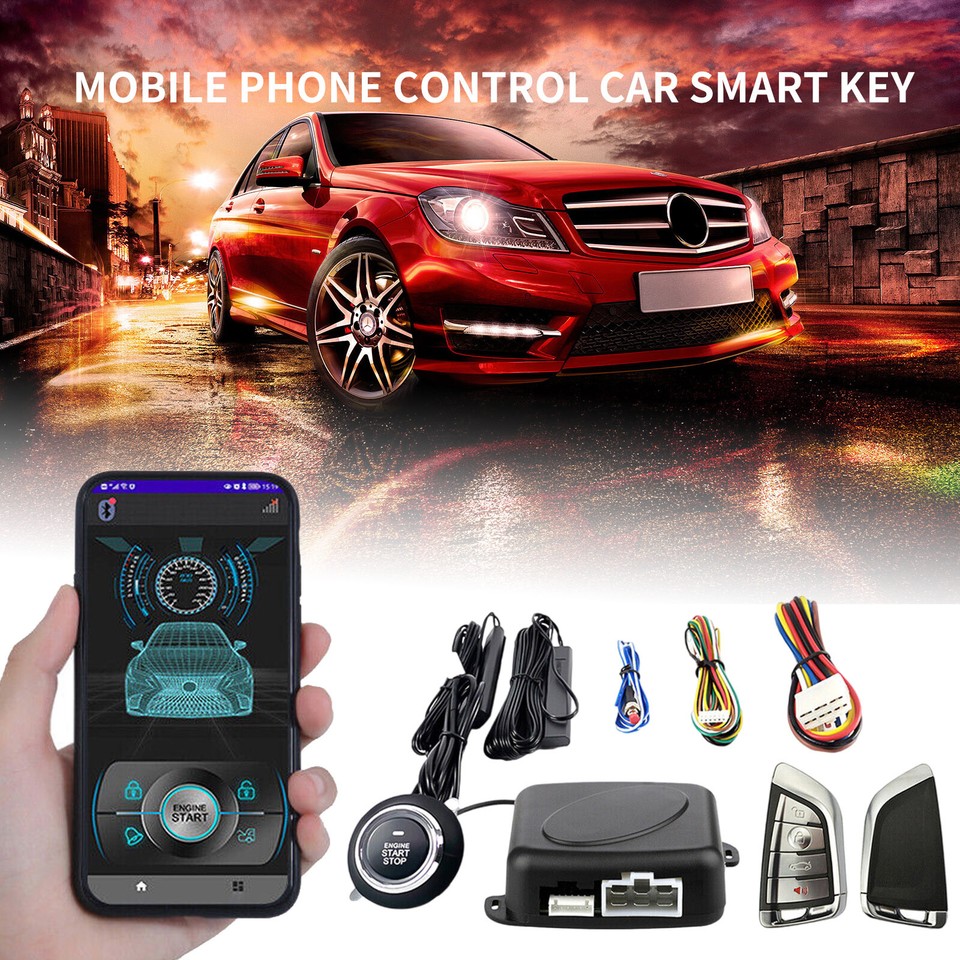 SUV Keyless Entry Engine Start Alarm System Kit Push Button Remote ...