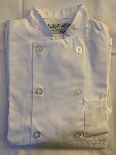 Kitchen Basix White Chef Coat Jacket Work Cook Uniform Long Sleeve 38 ...