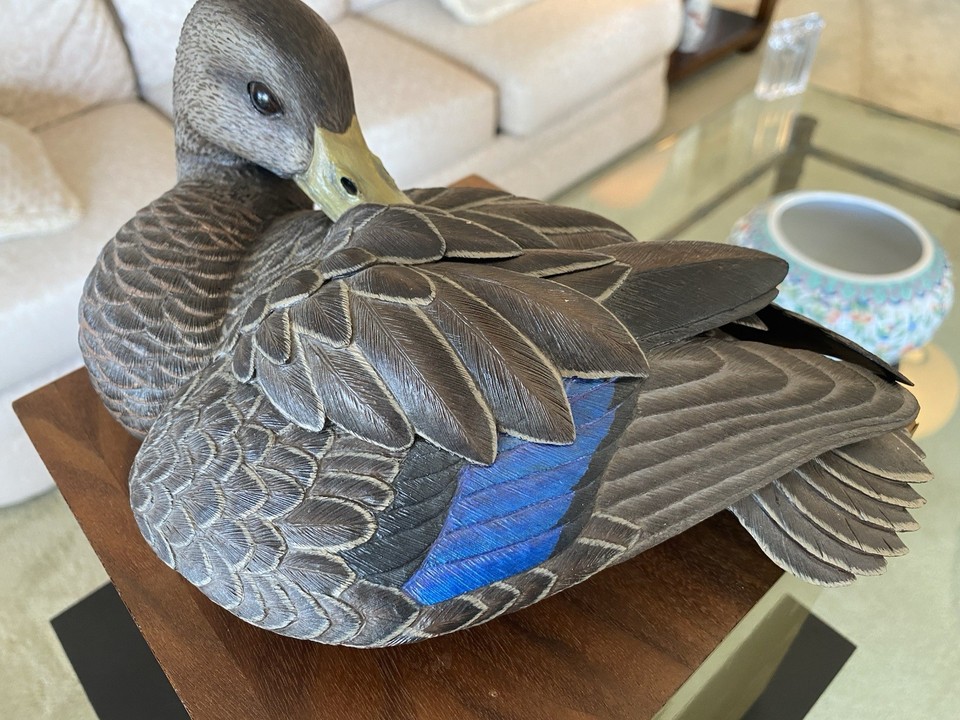 Gosset Wildlife Collection Preening Black Duck 5/2000 Duck Decoy rustic ...