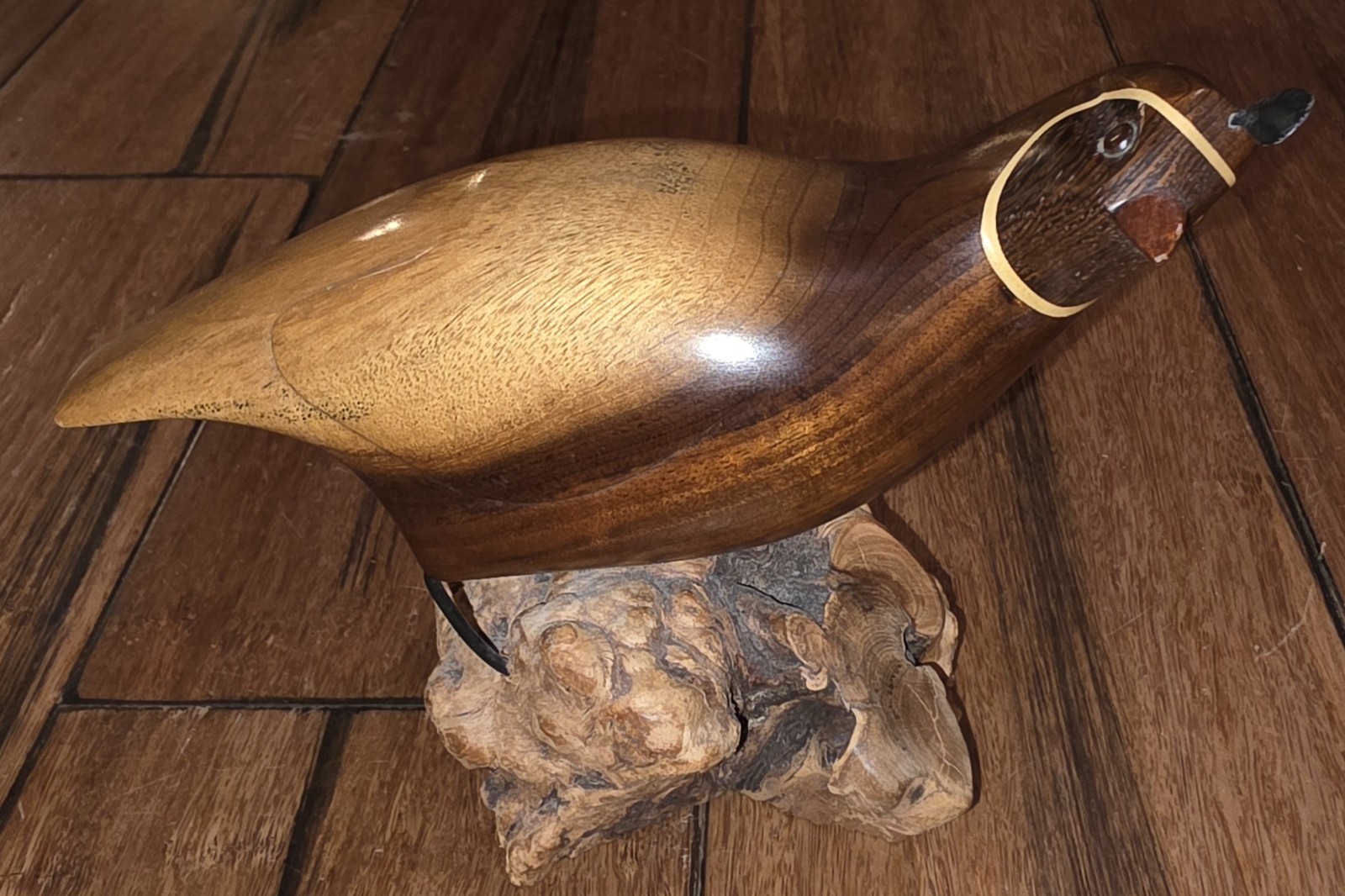 Vintage Quail Carving On Burl Wood MCM Hand Carved 6.5in Tall 8in Long ...