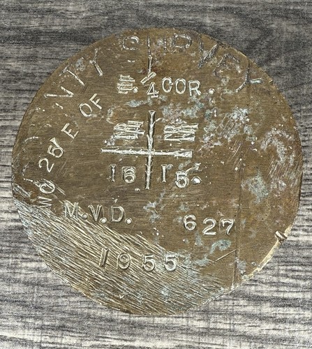 1955 Brass Survey Marker Benchmark Cap MVD 627 County Survey | eBay