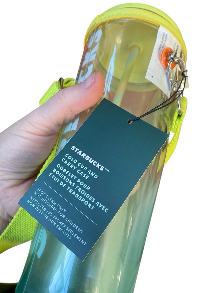 Starbucks 24 oz Vibrant Yellow Cold Cup & Carry Case Summer 2024 ...