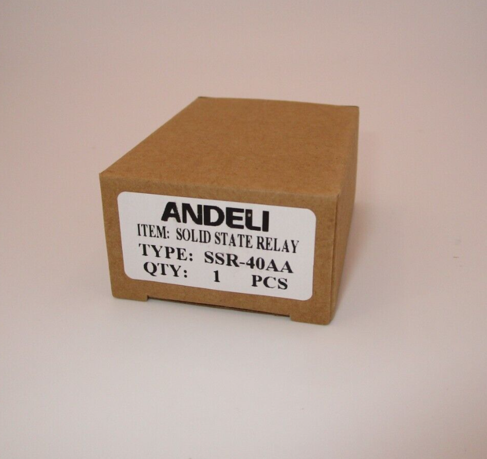 SSR-40AA Solid State Relay ANDELI 40A Load 24-380 VAC / Control 80-250 ...