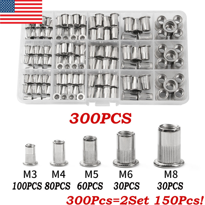 450pcs Stainless Steel Rivet Nut Kit Metric Rivnuts Nutsert Assorted M3 ...