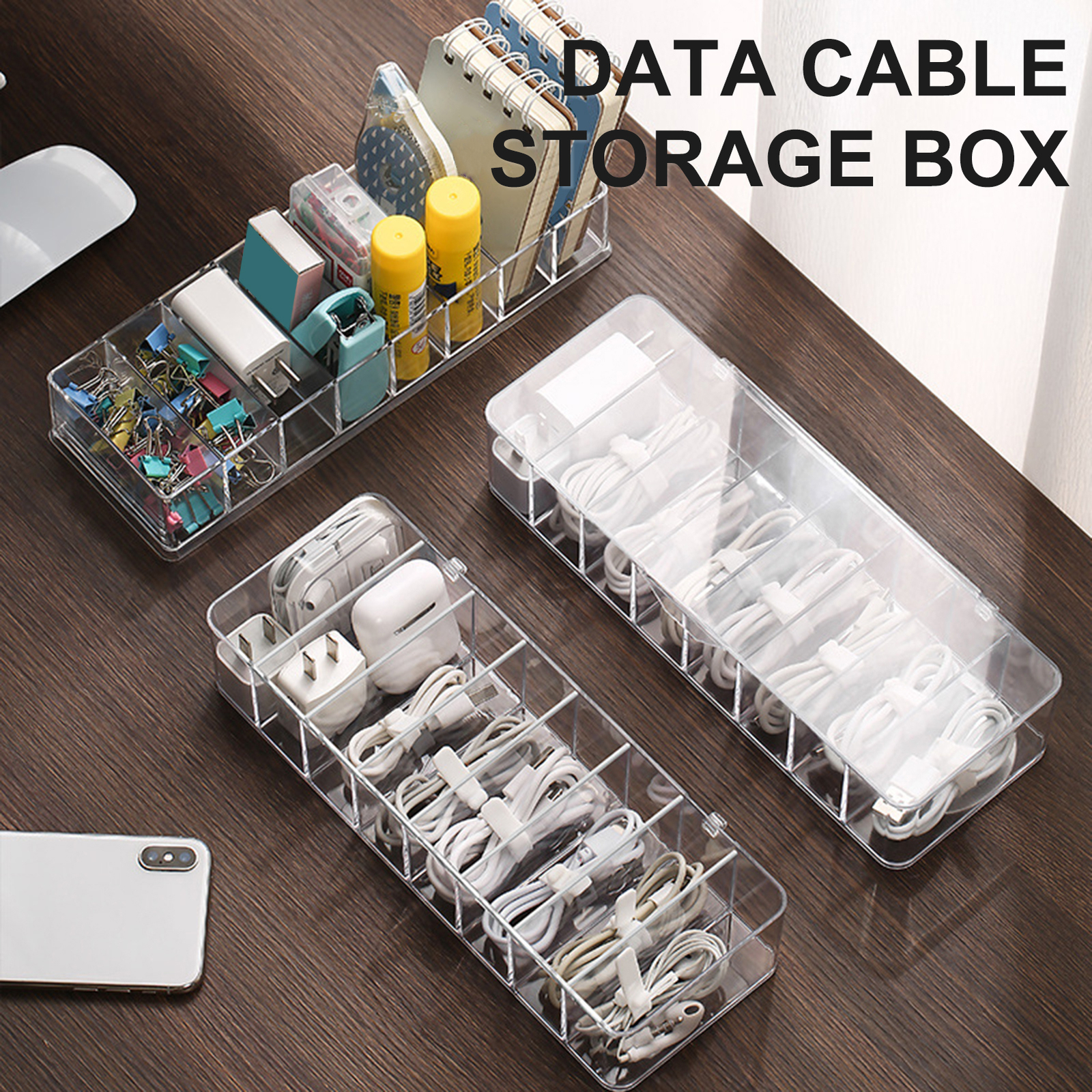 Clear Cable Wire Storage Box Cases Organizer Cord Dust-Proof Wire Cases ...