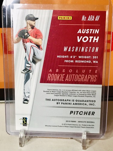 2019 Panini Chronicles - Absolute Rookie Autographs Austin Voth #ARA-AV ...