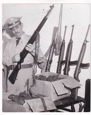 CUBAN ARMY MILITARY CHIEF COL BLANCO RICO CHECKS WEAPONS CUBA 1955 ...