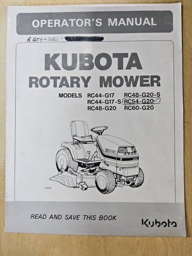 Kubota Rotary Mower OP Manual, Models RC44-G17, RC44-G17S, RC48-G20 ...
