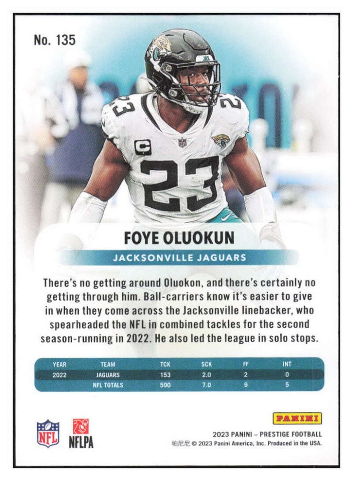 Foye Oluokun 2023 Panini Prestige #135 NFL Jaguars ID:83716 ID:83716 | eBay