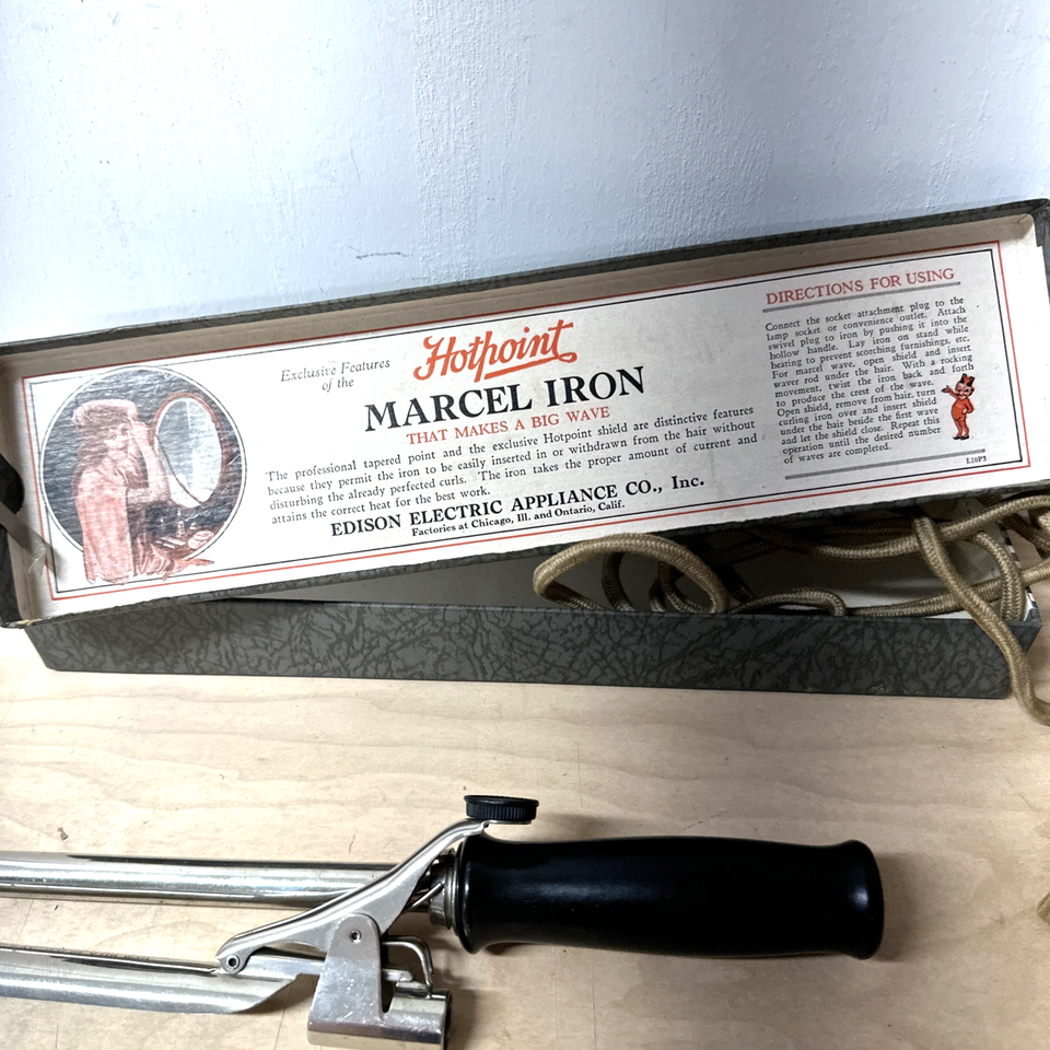 VINTAGE ANTIQUE HOTPOINT MARCEL CURLING IRON IN ORIG. BOX | eBay