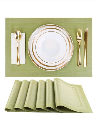 6pc PVC Place Mat, Minimalist Anti-slip Place Mat For Kitchen, Dining ...